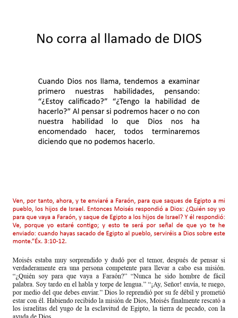 No Corra Al Llamado de DIOS | PDF | Moisés | Dios