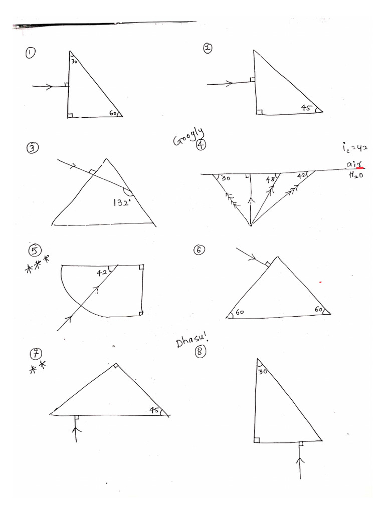 Physics 10 REFRACTION TIR WORKSHEET | PDF