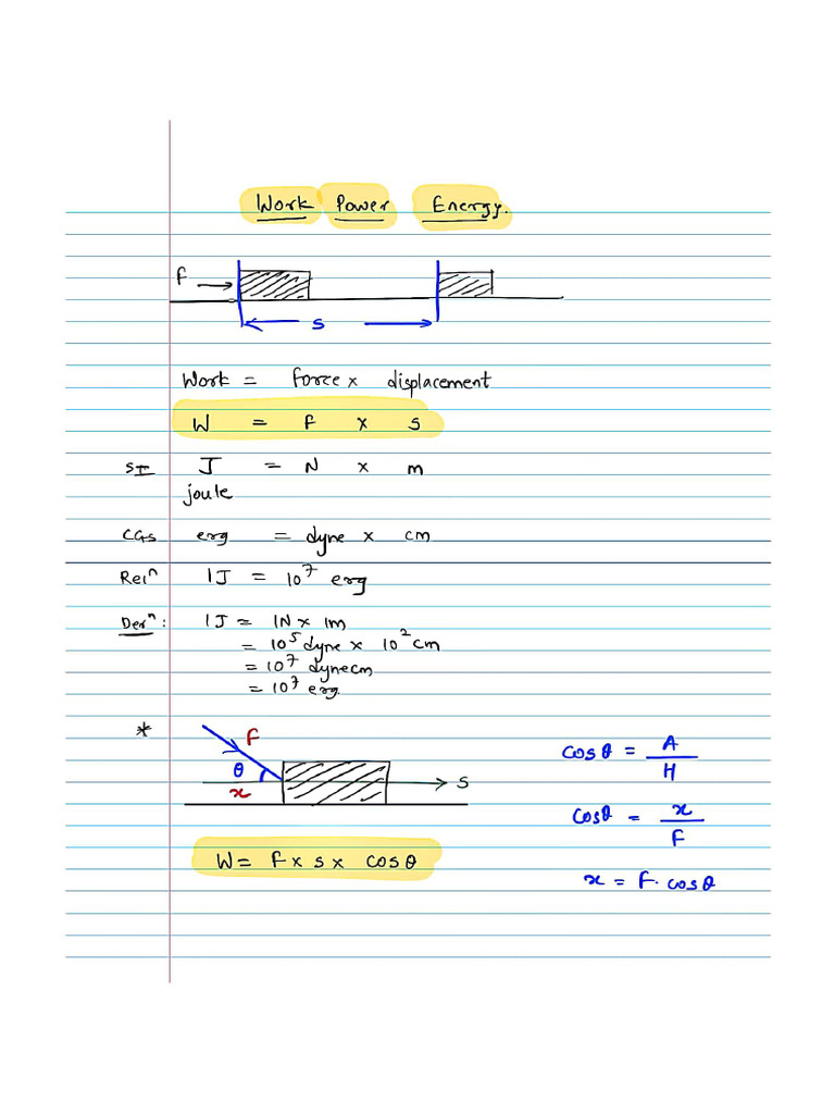 Physics 10 Work Power Energy Notes | PDF