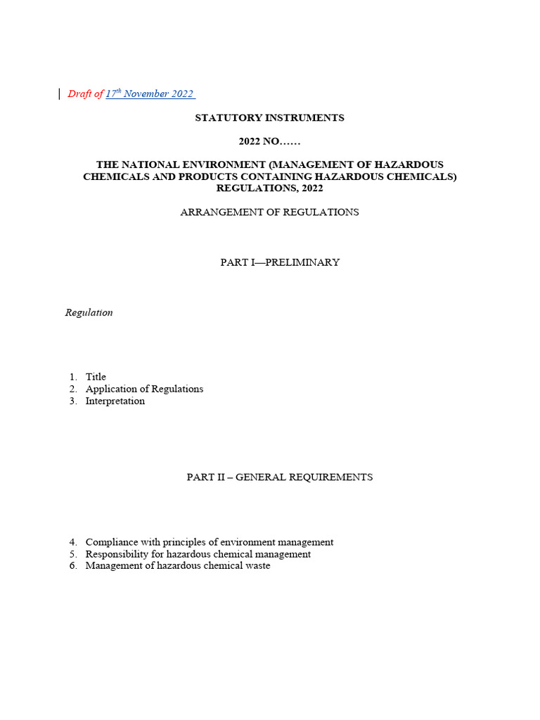 Draft Chemicals Regulations 2022 - 17-Nov-2022-Revised | PDF ...