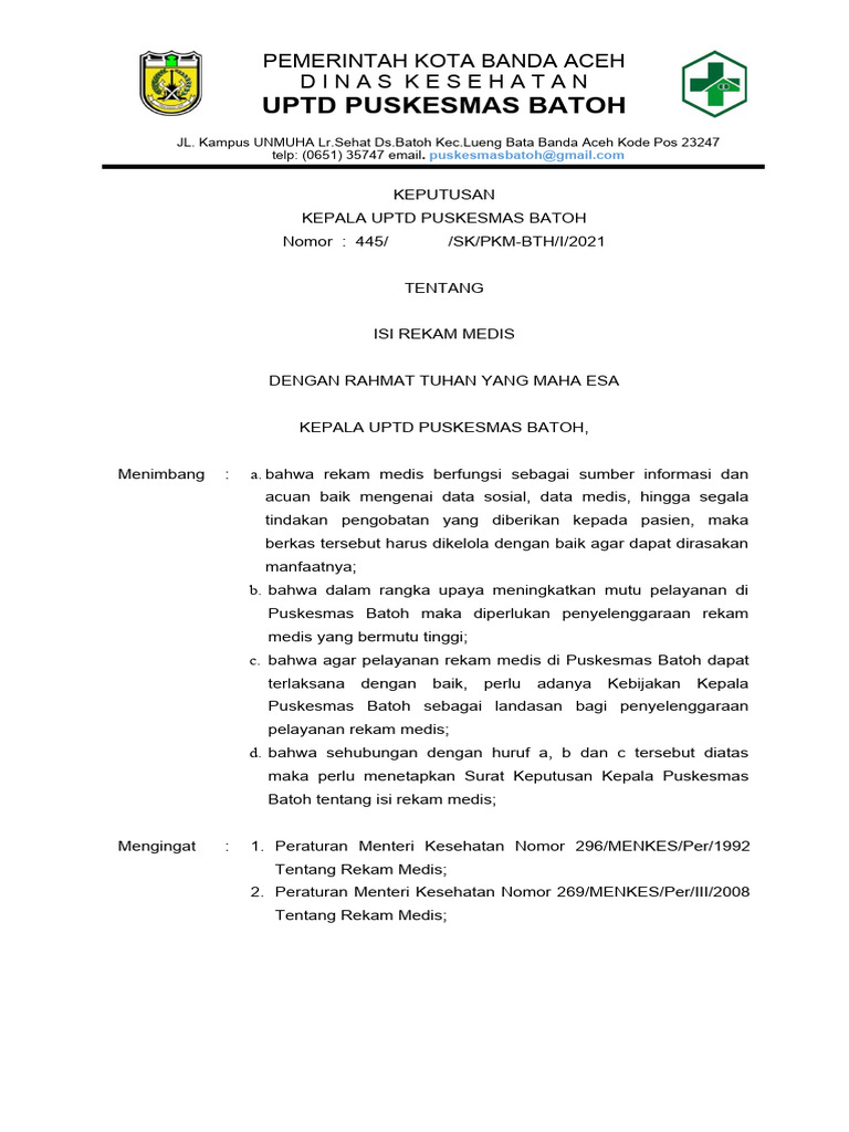 8.4.4.1 SK Isi Rekam Medis | PDF
