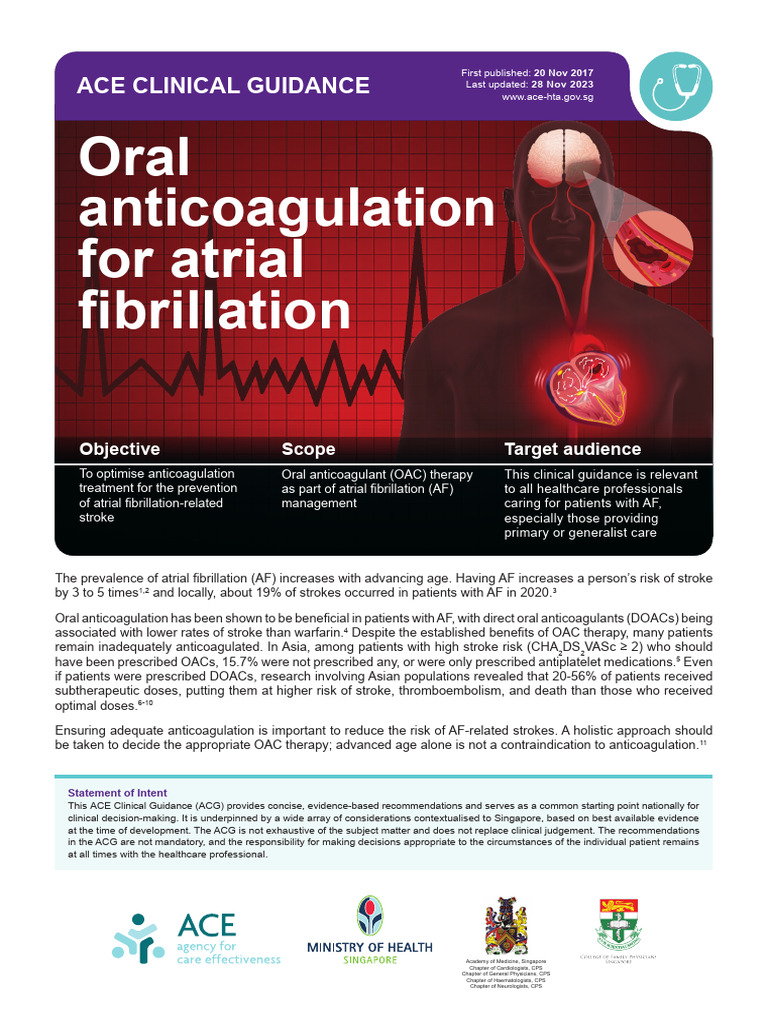 Oral Anticoagulation For Atrial Fibrillation | PDF | Stroke | Medicine