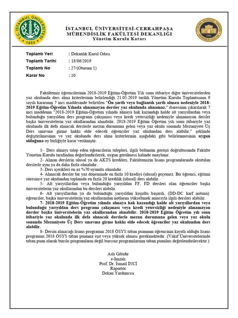 Yaz Okulunda Ders Alma Ykk Ve Yonerge | PDF