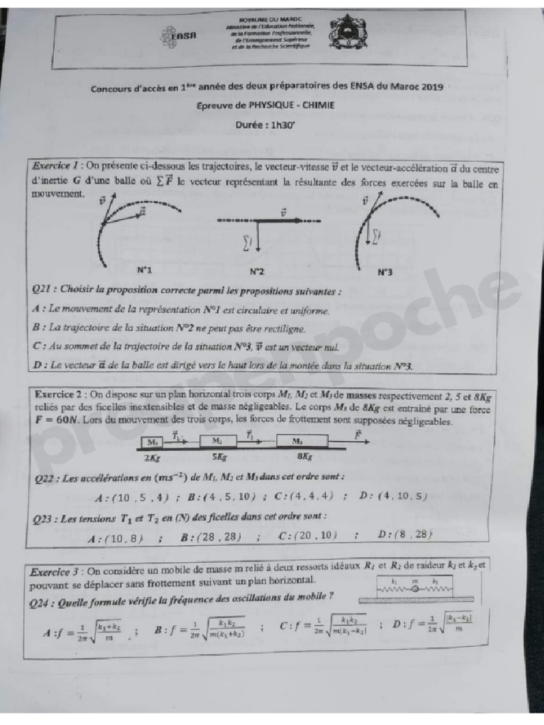 Exemple Concours ENSA 2019 Pc | PDF