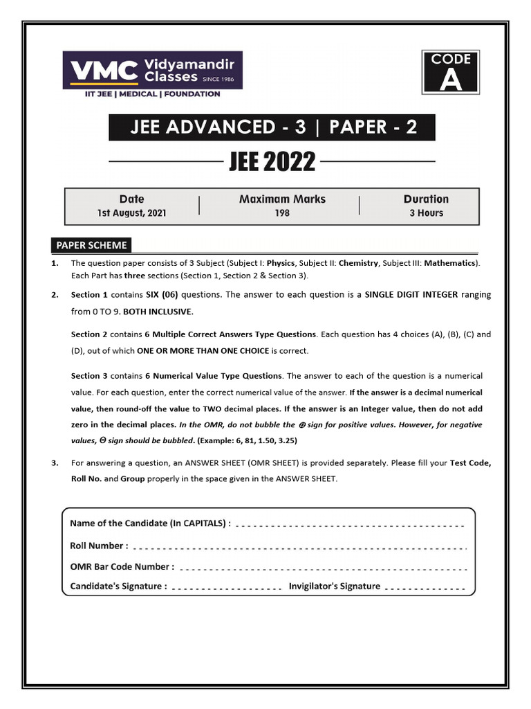 JEE Advanced 2022 Paper 2 Marking Scheme | PDF | Numbers | Crystal ...