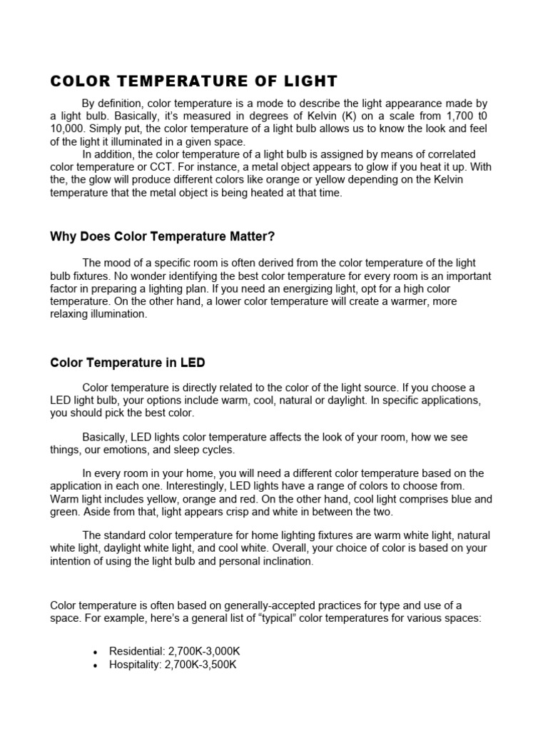 Color Temperature ARCHITECTURE | PDF | Compact Fluorescent Lamp | Color