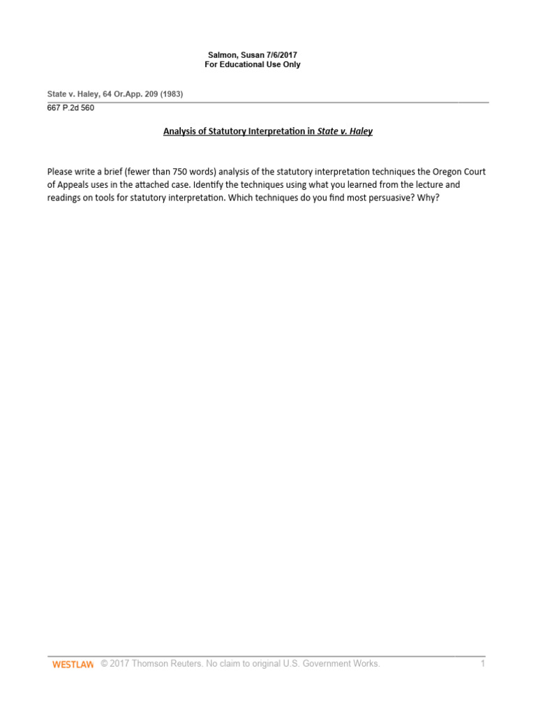 Oregon Court's Statutory Interpretation in Haley | PDF | Appeal | Trials