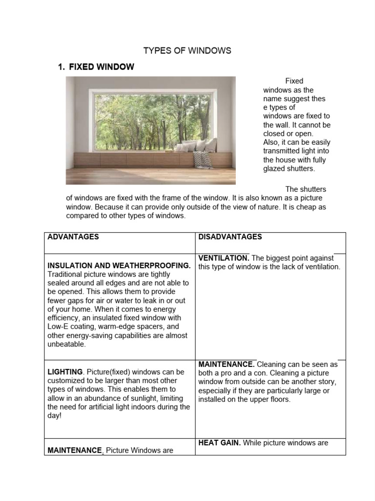TYPES OF WINDOW | PDF | Window | Roof