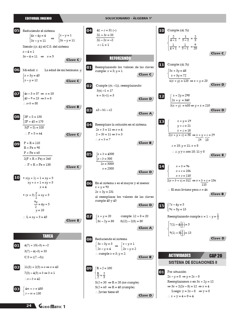 Solucionario Álgebra 222 | PDF