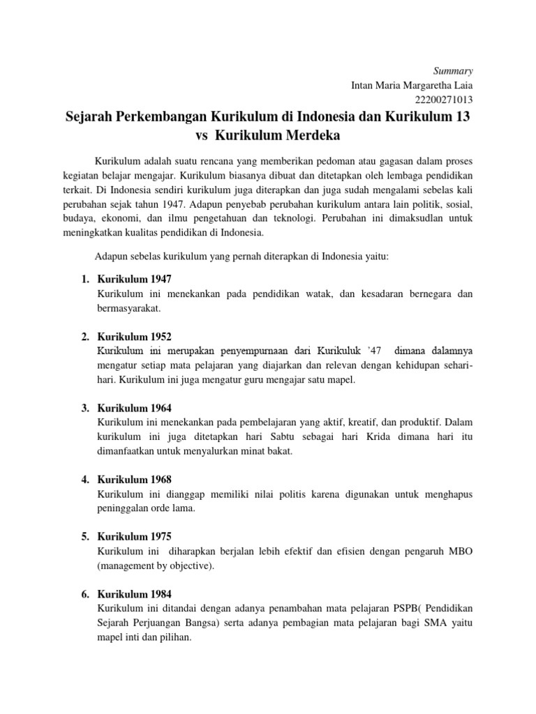 Sejarah Perkembangan Kurikulum Di Indonesia Dan Kurikulum 13 Vs ...