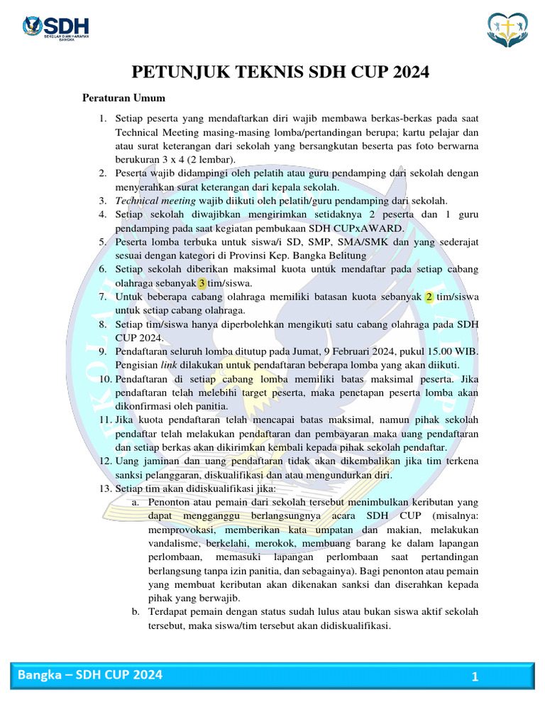 Juknis - SDH CUP 2024 | PDF