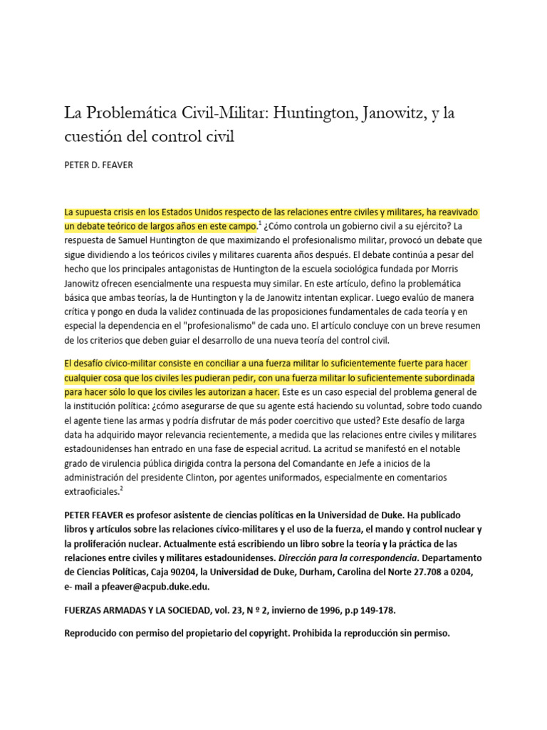 2.1 Feaver_The Civil-Military Problematique (SPA)[1] | Descargar gratis ...