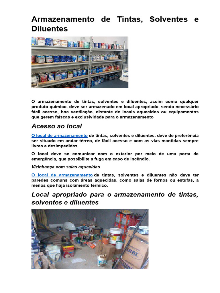 Armazenamento de Tintas | PDF | Tinta | Solvente