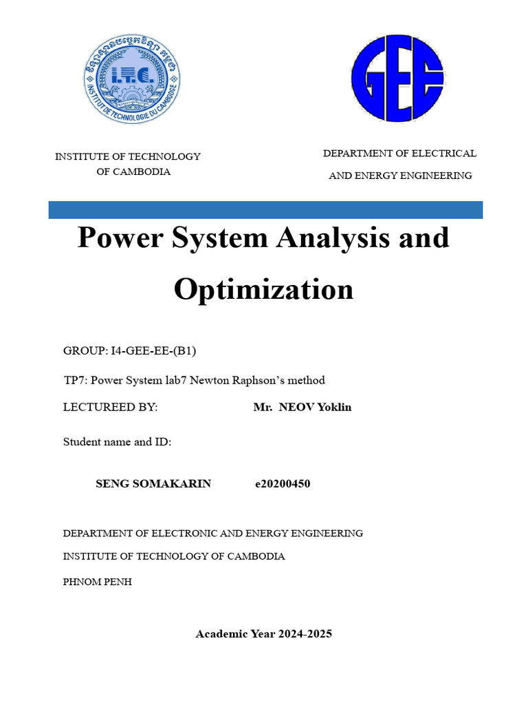 Power System Lab TP7 | PDF | Analysis | Mathematical Analysis