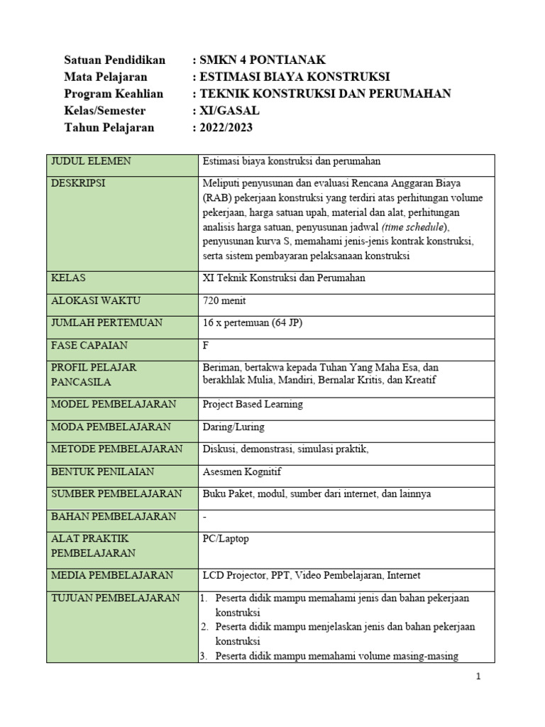Modul Jenis Dan Bahan Pekerjaan Konstruksi | PDF | Seni | Komputer