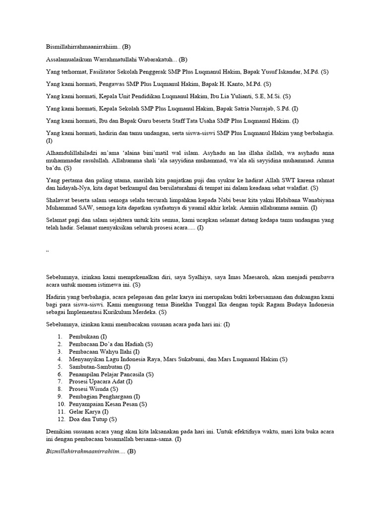 Teks MC Bu Iya Bu Imas | PDF