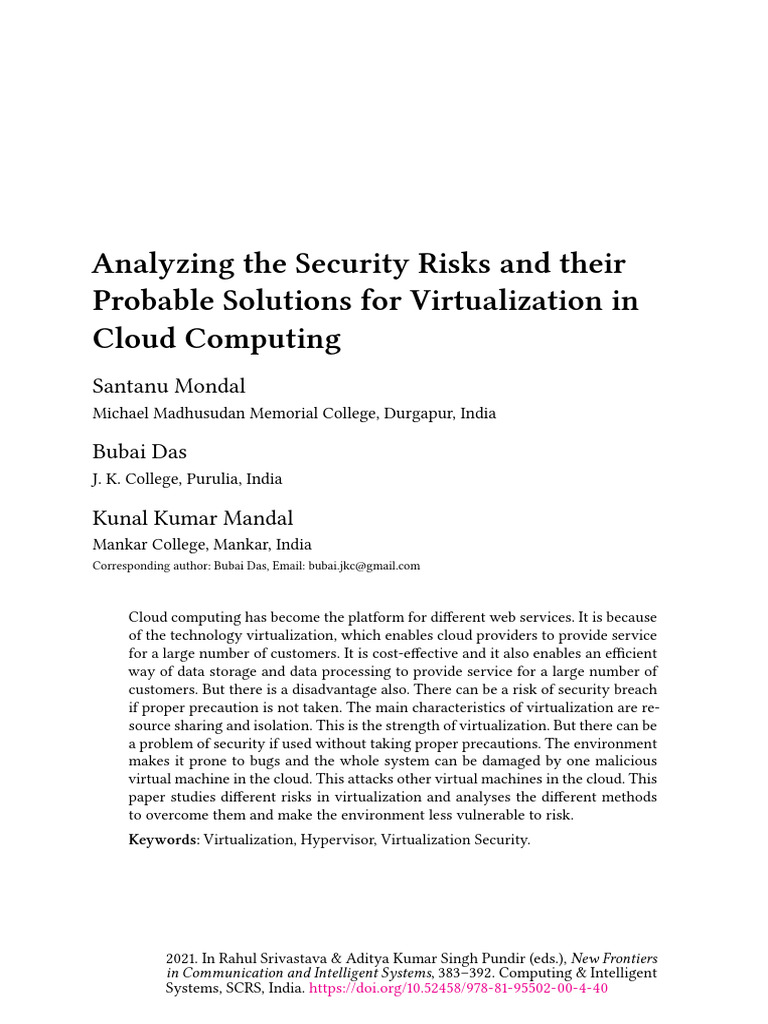 Cloud Virtualization Security Risks | PDF | Virtualization | Virtual ...