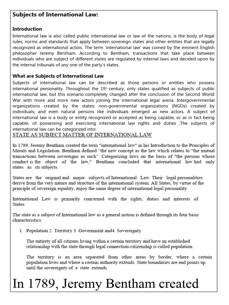 Subjects of International Law Explained | PDF | International Law ...