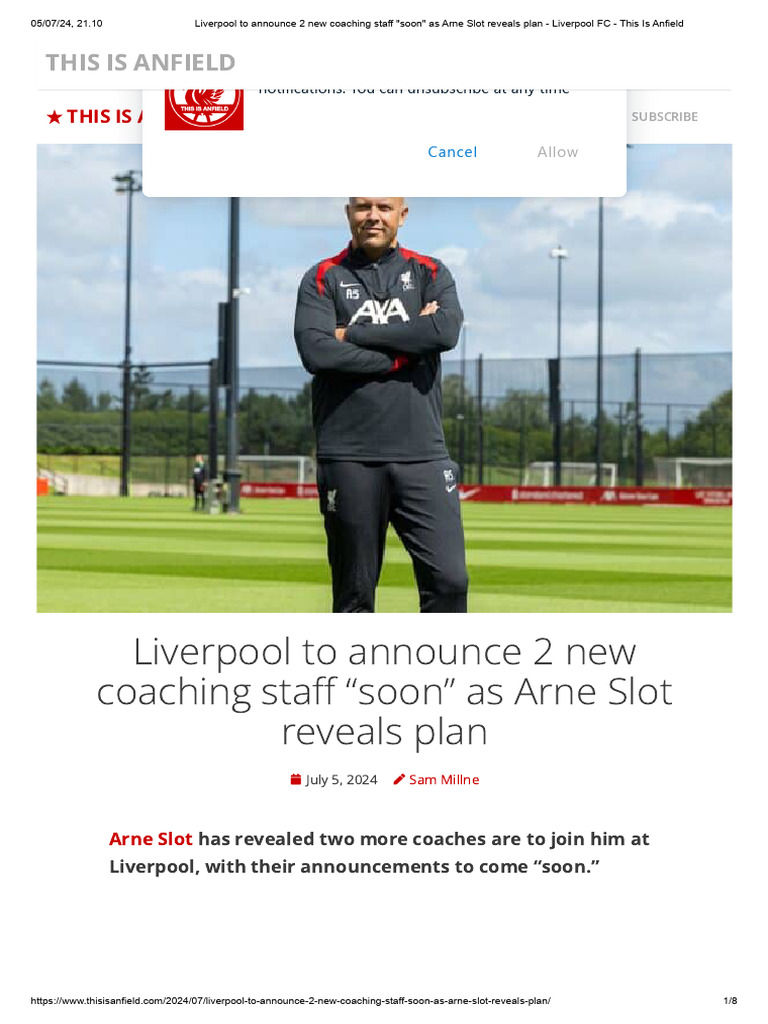 Liverpool To Announce 2 New Coaching Staff - Soon - As Arne Slot ...