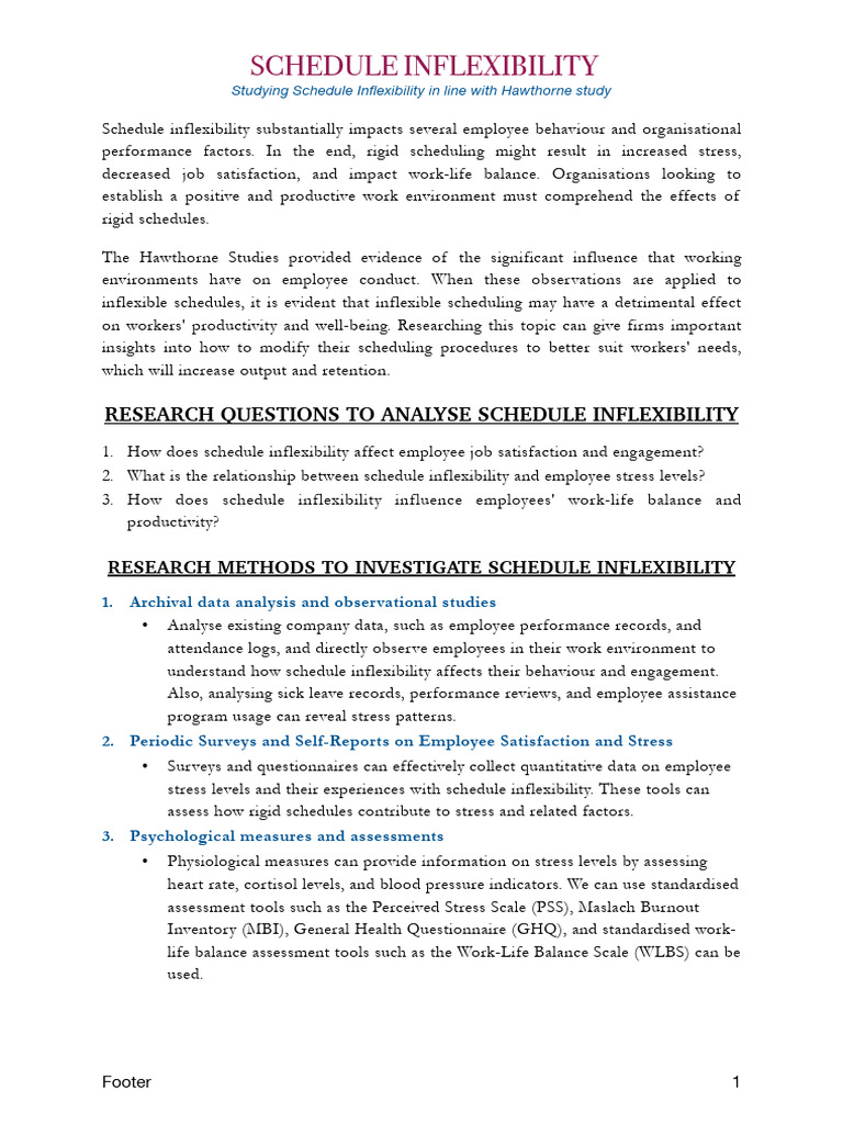 Schedule Inflexibility | PDF | Job Satisfaction | Stress (Biology)