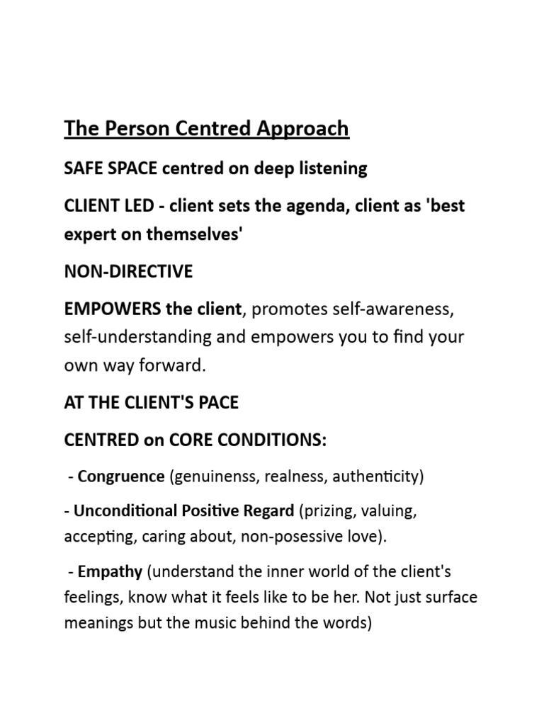 Person-Centered Therapy Overview | PDF | Career & Growth | Self-Improvement