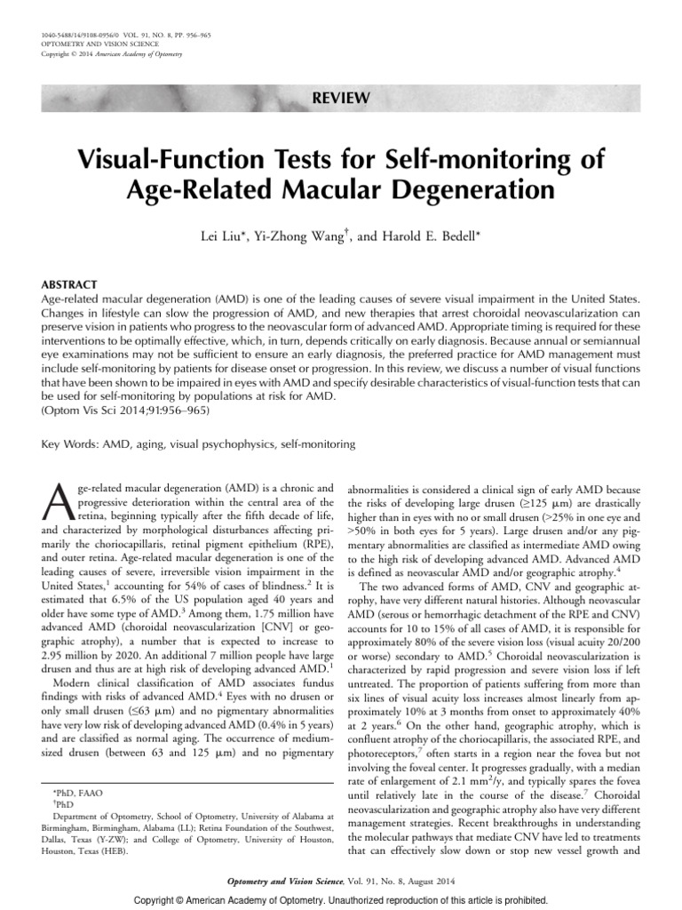 Visual Function Tests For Self Monitorin 2 | PDF | Contrast (Vision ...