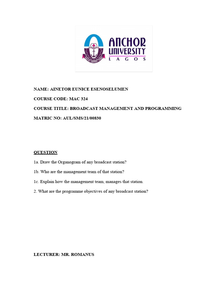 Broadcast Management And Programming Pdf