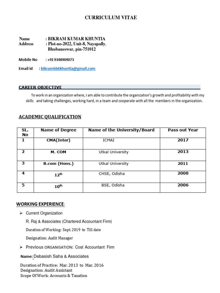 Curriculum Vitae Bikram (5) | Download Free PDF | Audit | Financial Statement