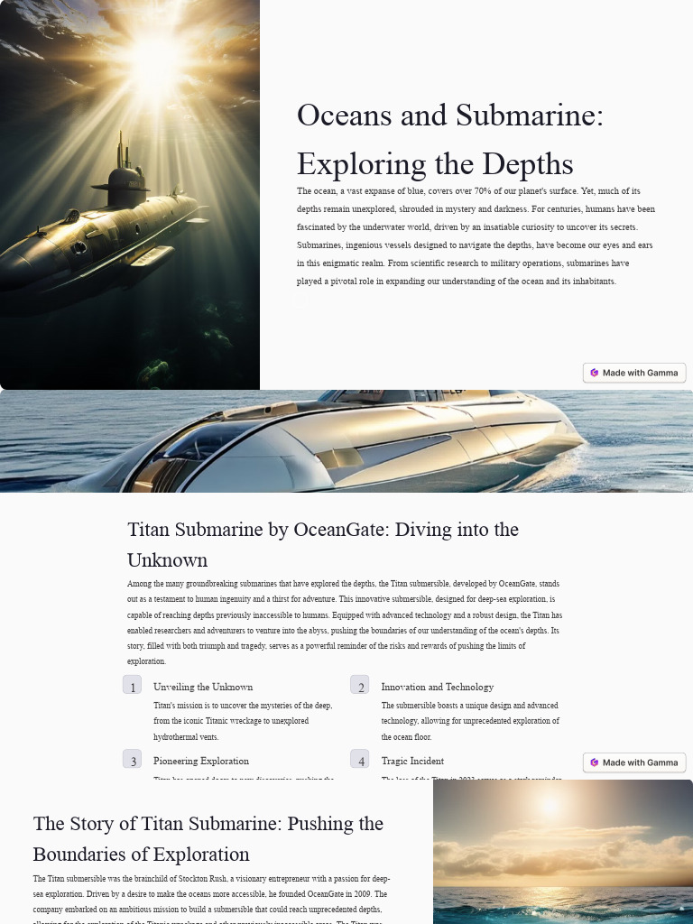 Oceans and Submarine Exploring The Depths | PDF | Artificial Intelligence | Intelligence (AI ...