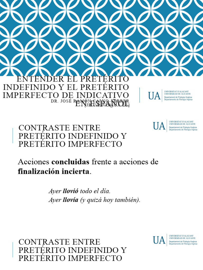 Preterito Imperfecto e Indefinido Vs Past Simple and Past Continuous | PDF