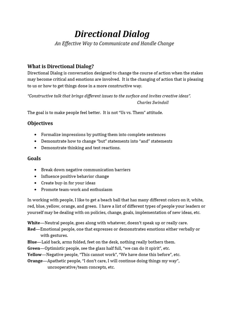 Directional Dialog | PDF | Thought | Emotions