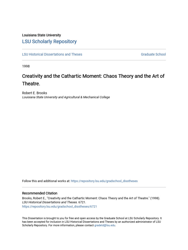 Creativity and The Cathartic Moment - Chaos Theory and The Art of | PDF ...