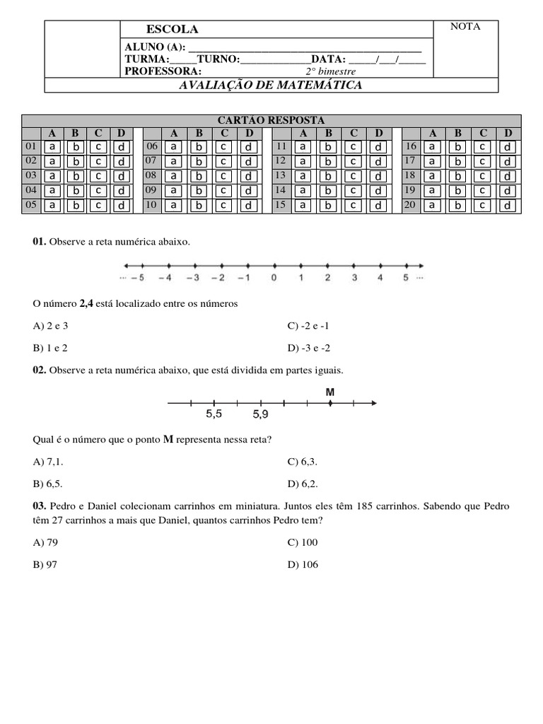 Avaliação De Matemática 2 Bimestre Pdf ângulo Triângulo