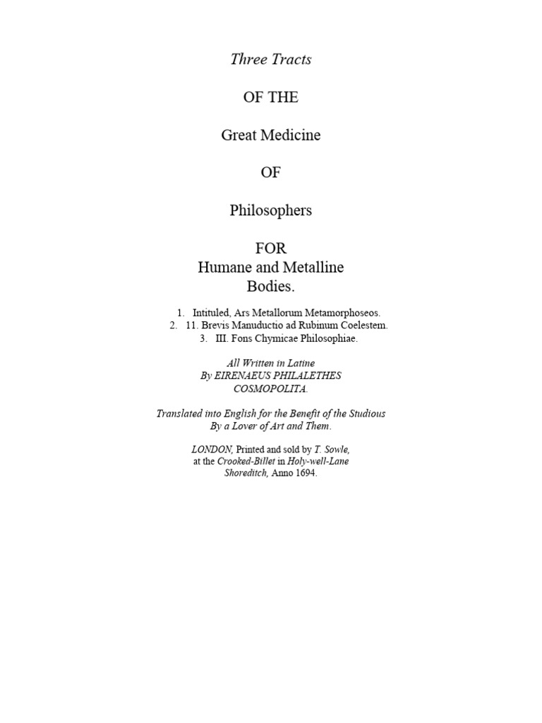 Three Tracts - Art of Transmutation of Metals 443-482 | PDF | Hermes ...