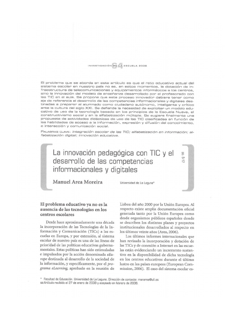 La Innovacion Pedagogica Con Tic Albaro | PDF