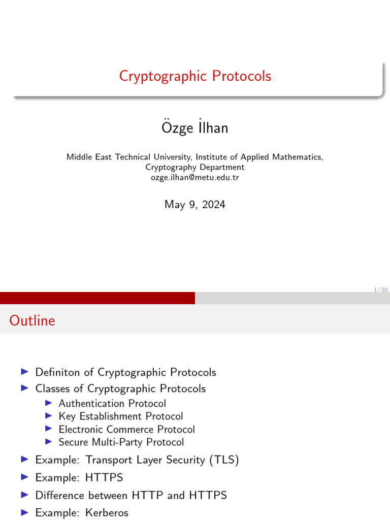 Özge Ilhan 594 Cryptographic Protocols | PDF | Transport Layer Security | Cryptography