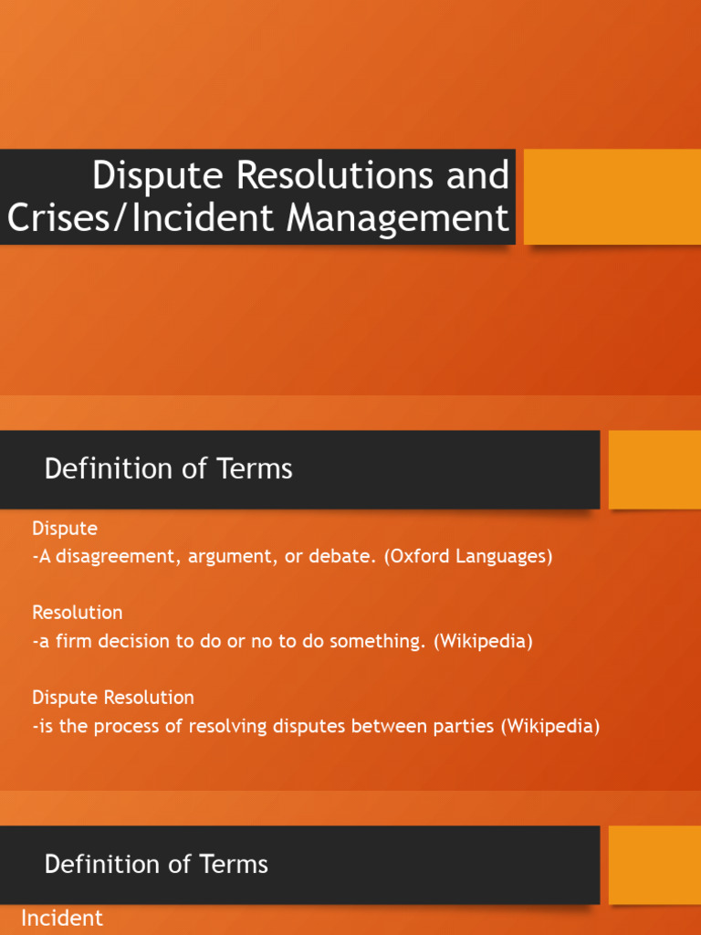 Dispute Resolutions and Crises Management | PDF | Mediation ...