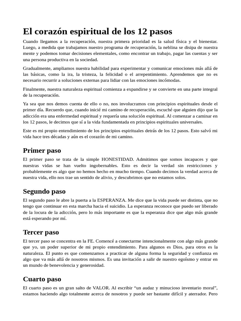 El Corazón Espiritual de Los 12 Pasos | PDF | Sufrimiento | Amor
