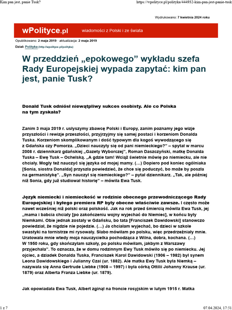 Kim Pan Jest, Panie Tusk | PDF