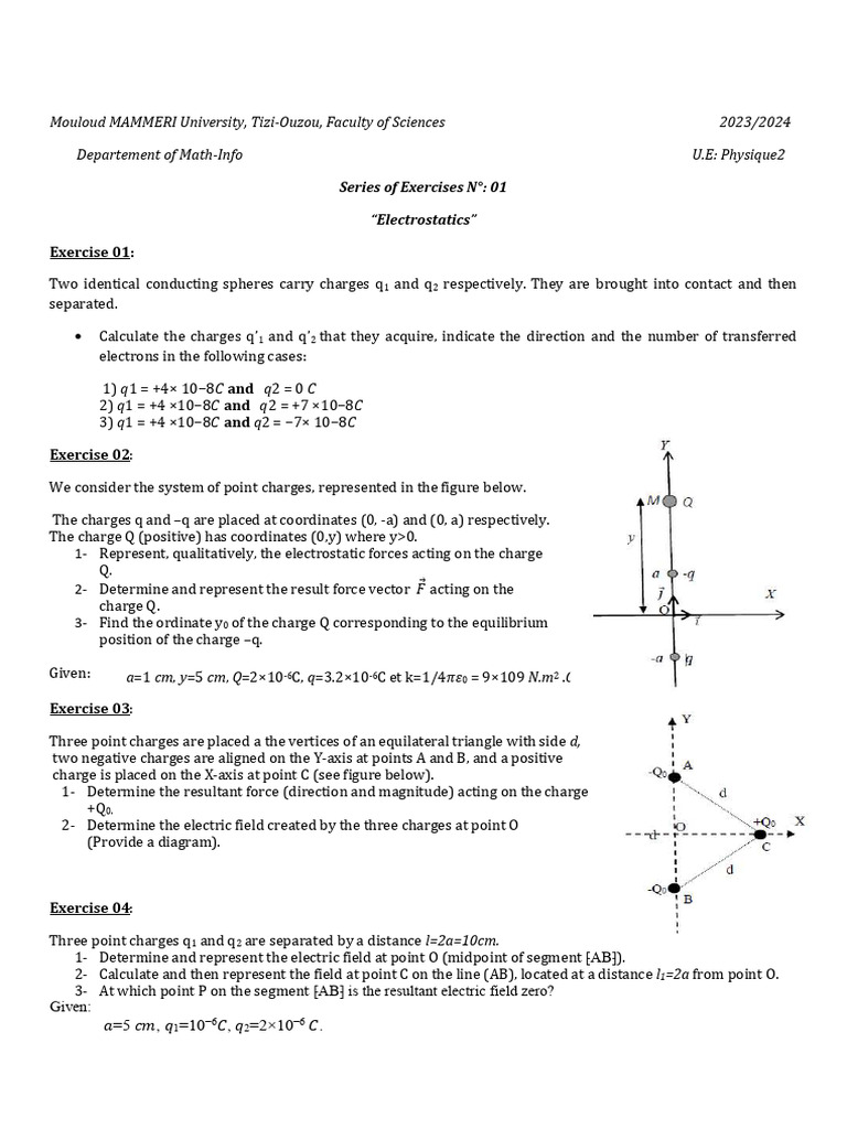 Tutorial 1 - Electrostatic | PDF | Electric Field | Force