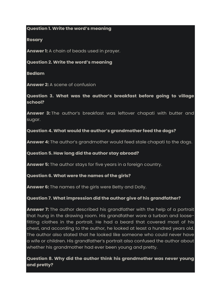 Eng CH 1 | PDF | Grandparent | Prayer