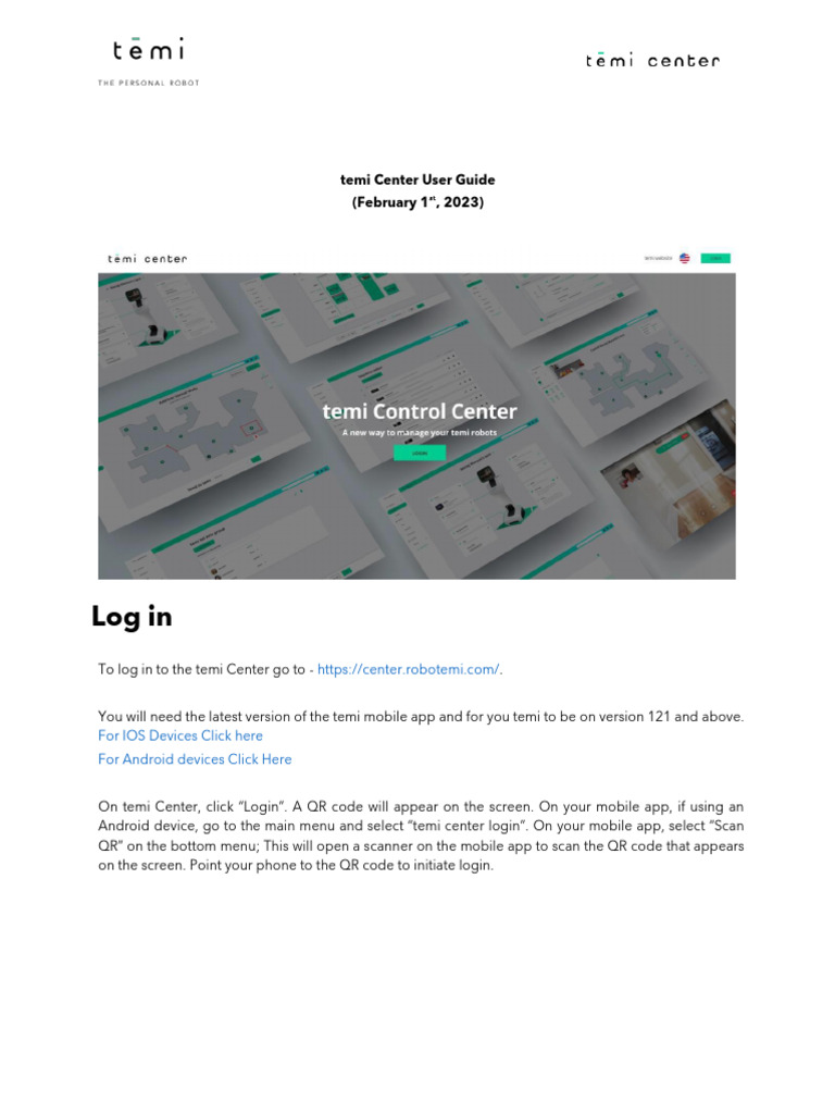 Temi Center User Guide | PDF | Qr Code | Android (Operating System)