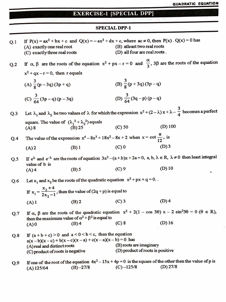 Positive Integers for Quadratic Roots | PDF | Equations | Quadratic ...