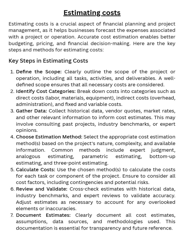 Estimating Costs AND DD | PDF | Demand | Forecasting