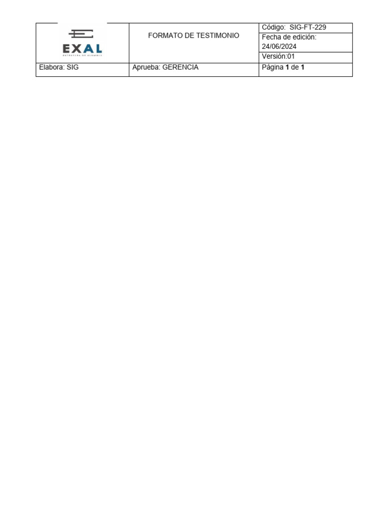 Formato de Testimonio SIG-FT-229 | PDF