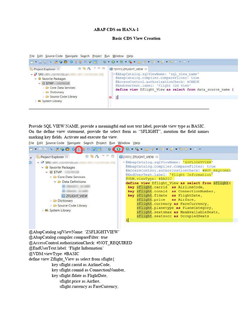 Abap Cds On Hana-1 Basic CDS View Creation | PDF