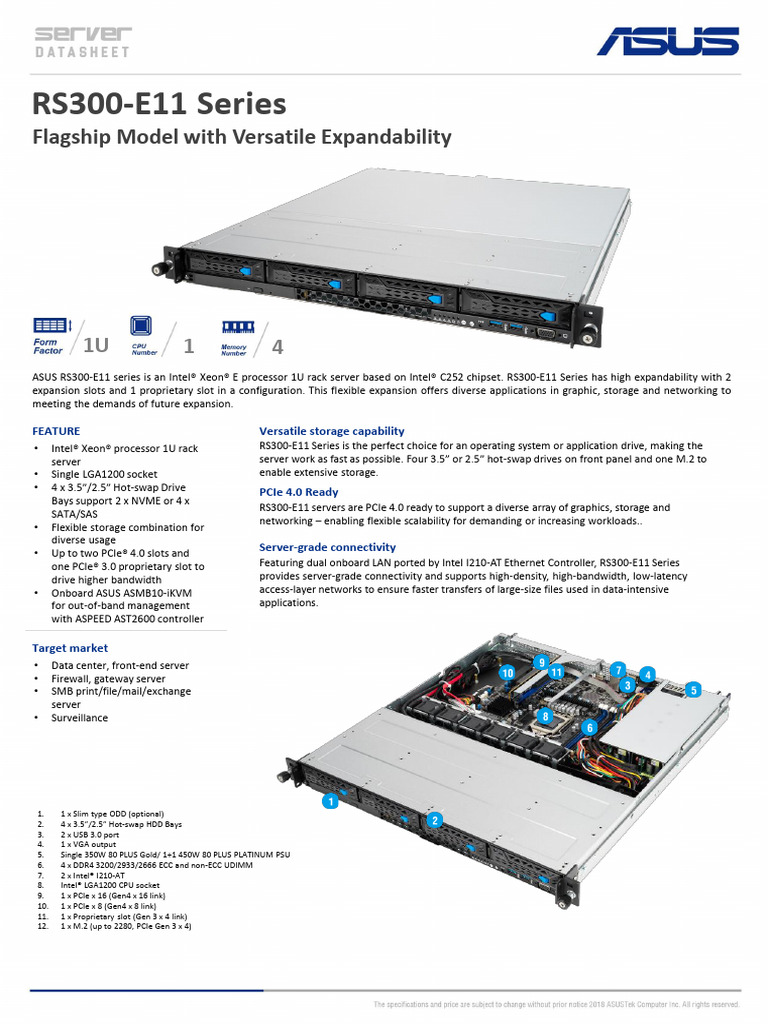 DataSheet_RS300-Asus | PDF | Computer Hardware | Computer Networking