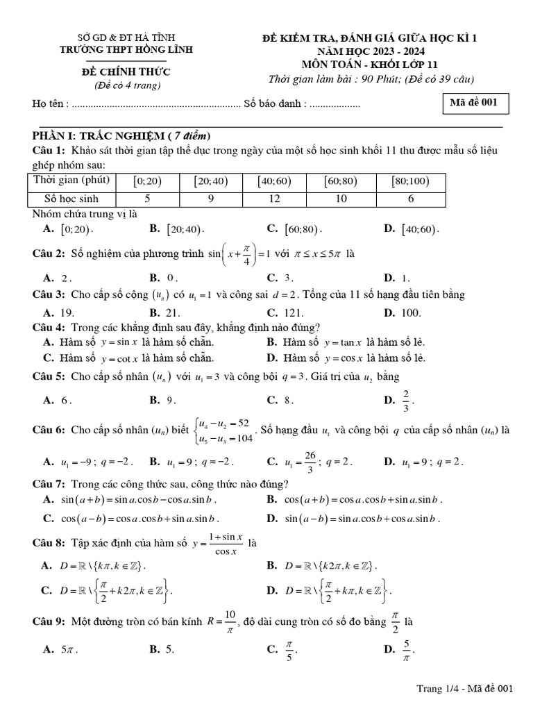 de-giua-ki-1-toan-11-nam-2023-2024-truong-thpt-hong-linh-ha-tinh | PDF