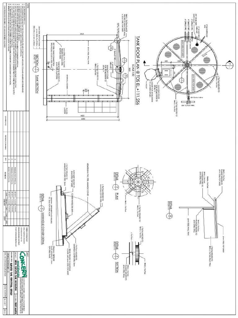 Elevated Water Tank Drawing - 005 | PDF
