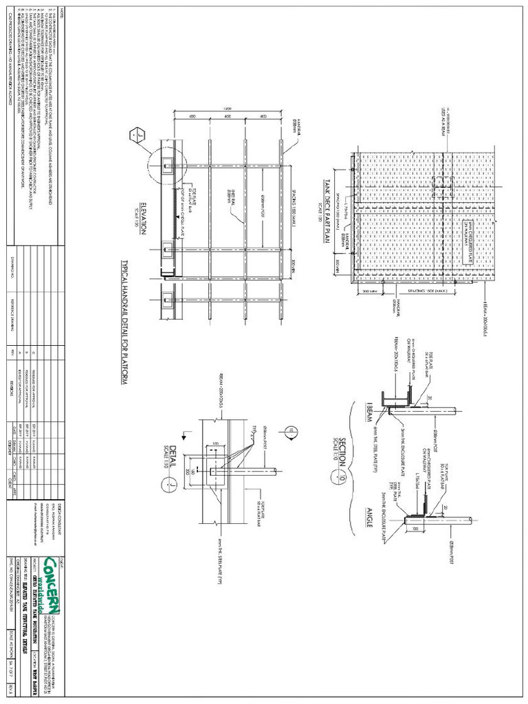Elevated Water Tank Drawing - 007 | PDF